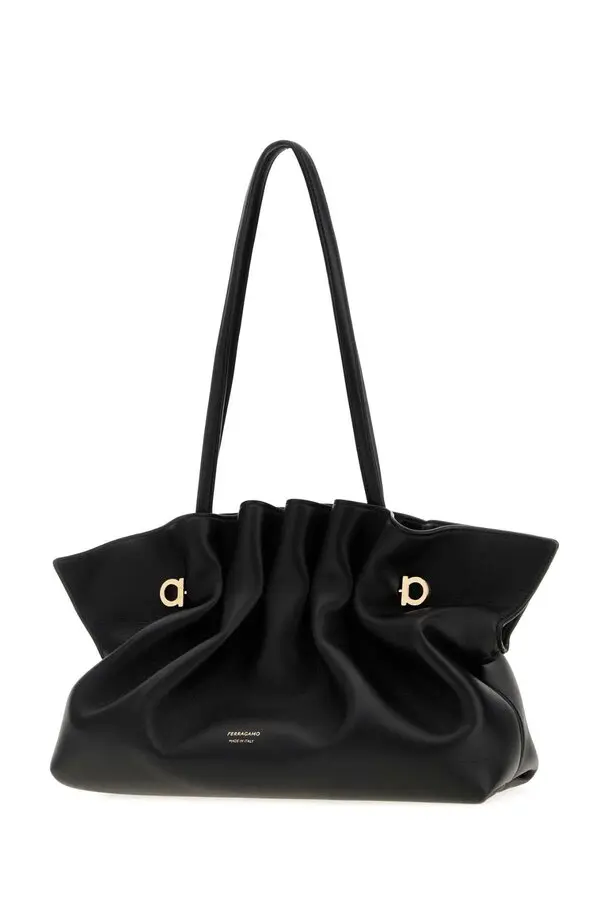 FERRAGAMO Salvatore Leather Shoulder Bag - Black