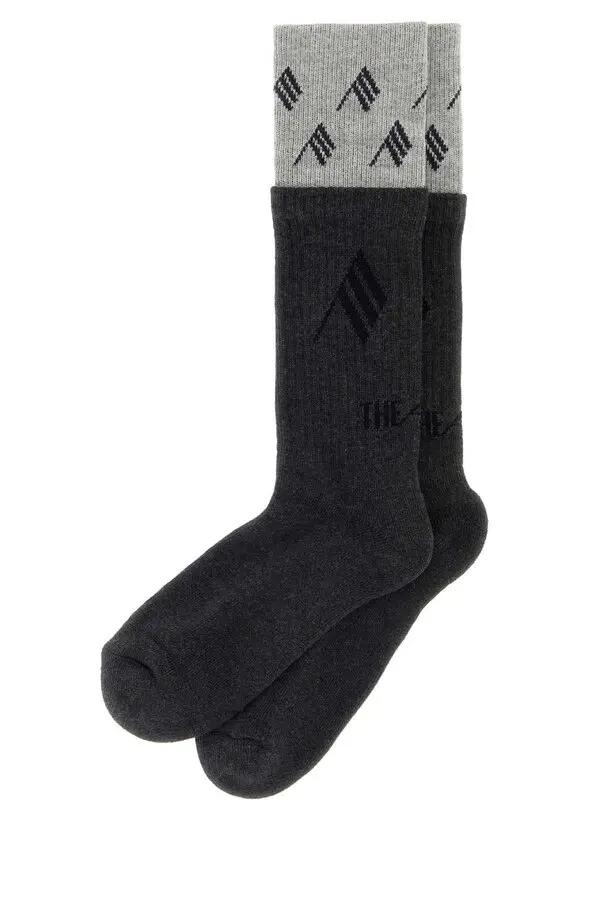Attico Dark Grey Stretch Cotton Blend Socks