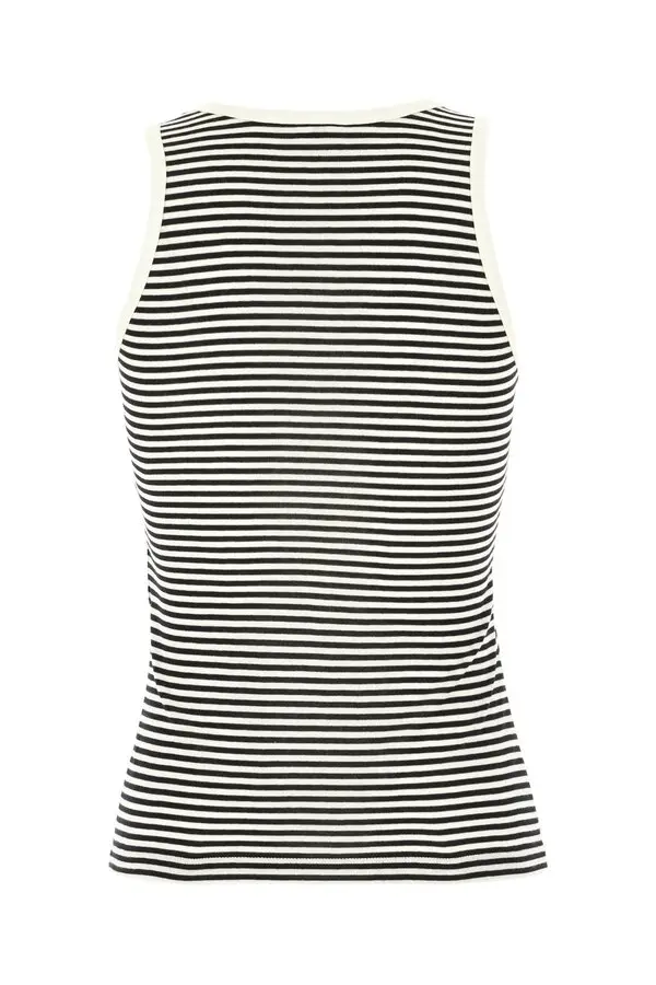 Saint Laurent Striped Tank Top With Logo Detail