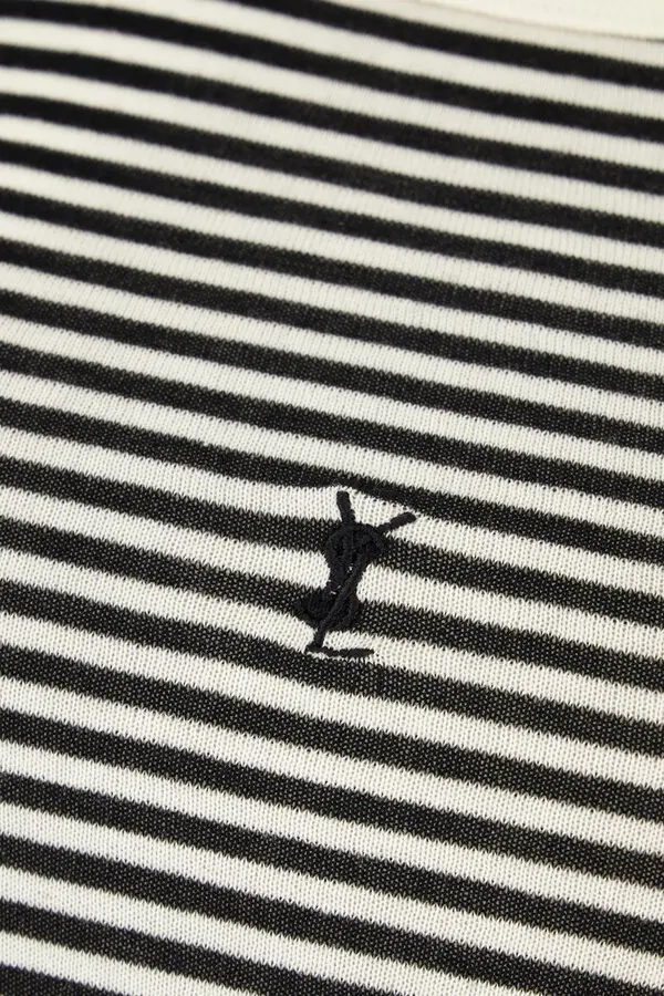 Saint Laurent Striped Tank Top With Logo Detail
