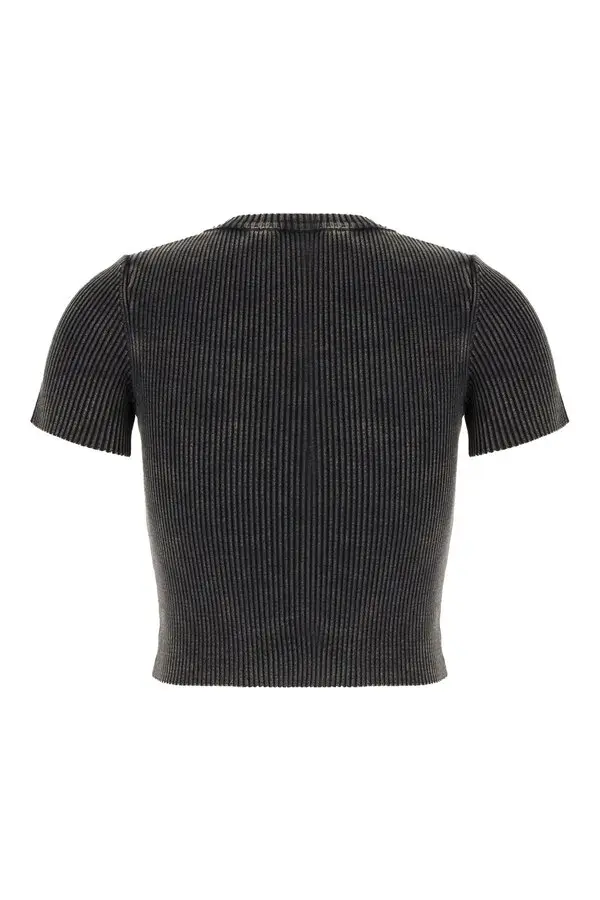 DIESEL® Ribbed Crop Top With Emblem - Multicolor