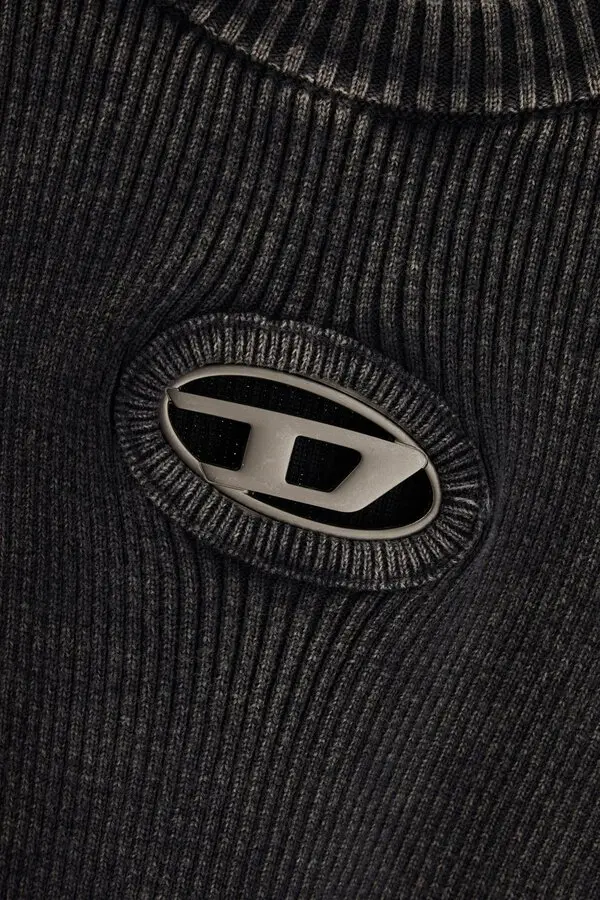 DIESEL® Ribbed Crop Top With Emblem - Multicolor