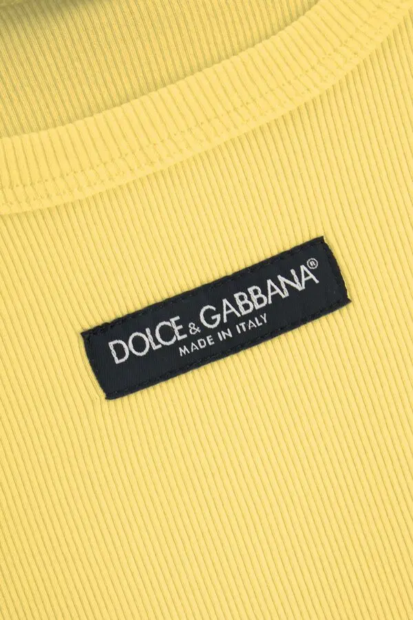Dolce & Gabbana Ribbed Tank Top With Logo Detail - Multicolor