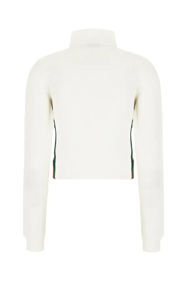 Gucci Cropped Zip-up Sweatshirt With Contrasting Stripes