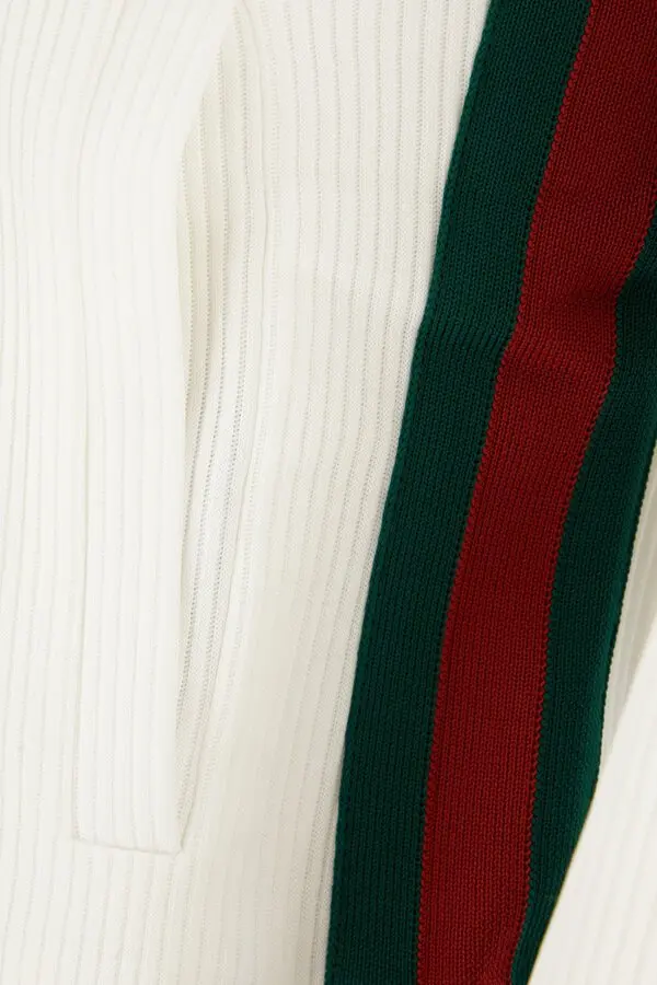 Gucci Cropped Zip-up Sweatshirt With Contrasting Stripes