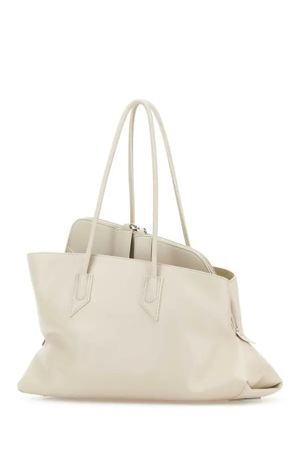 Attico Ivory Leather Medium La Passeggiata Shoulder Bag - White