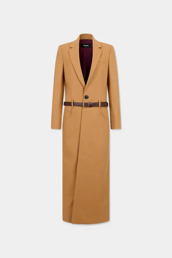 Dsquared2 Virgin Wool Felt Belted Coat