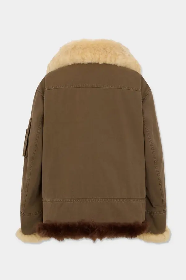 Dsquared2 Utility Military Jacket With Faux Fur Trim