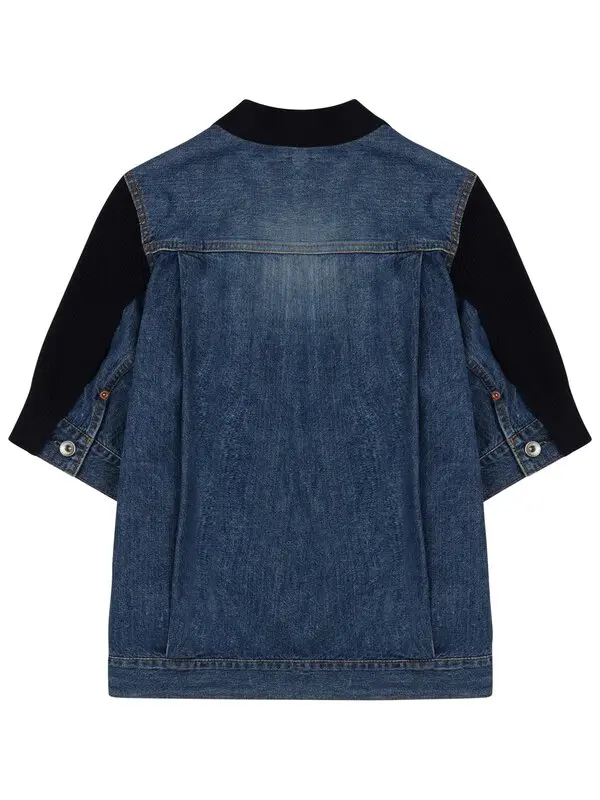Sacai Cardigan In Denim And Knit