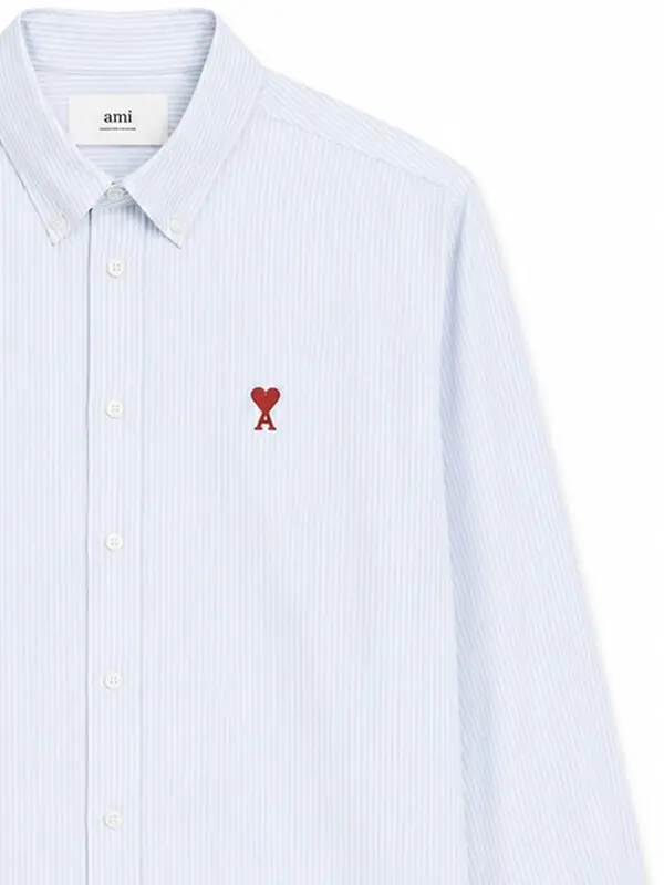 AMI Paris Striped Shirt With Logo Detail