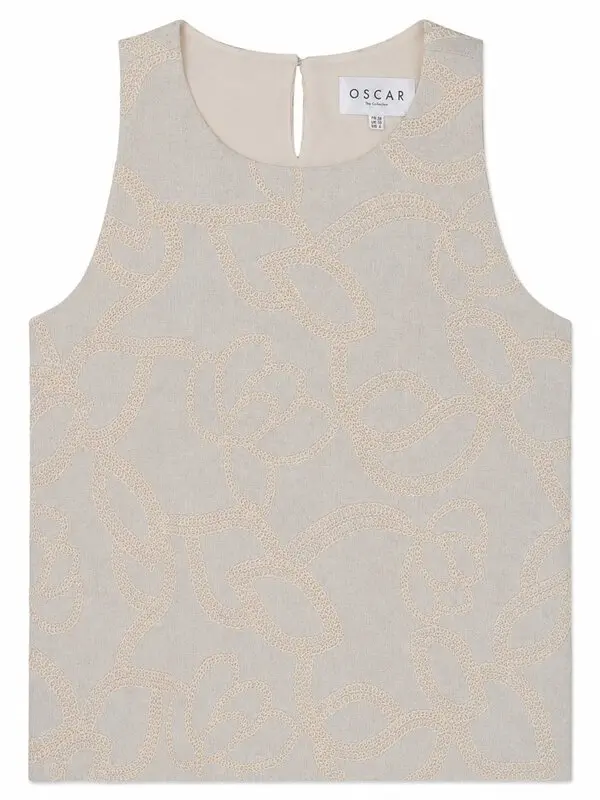 OSCAR THE COLLECTION Textured Linen-blend Top - Beige