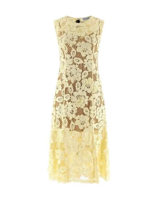 SELF-PORTRAIT Floral Lace Sleeveless Midi Dress