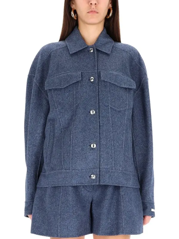 Sportmax Max Mara Cantore Belted Wool-felt Jacket - Blue