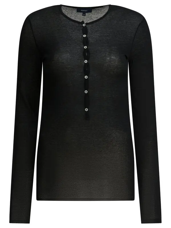 Soeur Classic Cotton T-shirt With Button Detail - Black