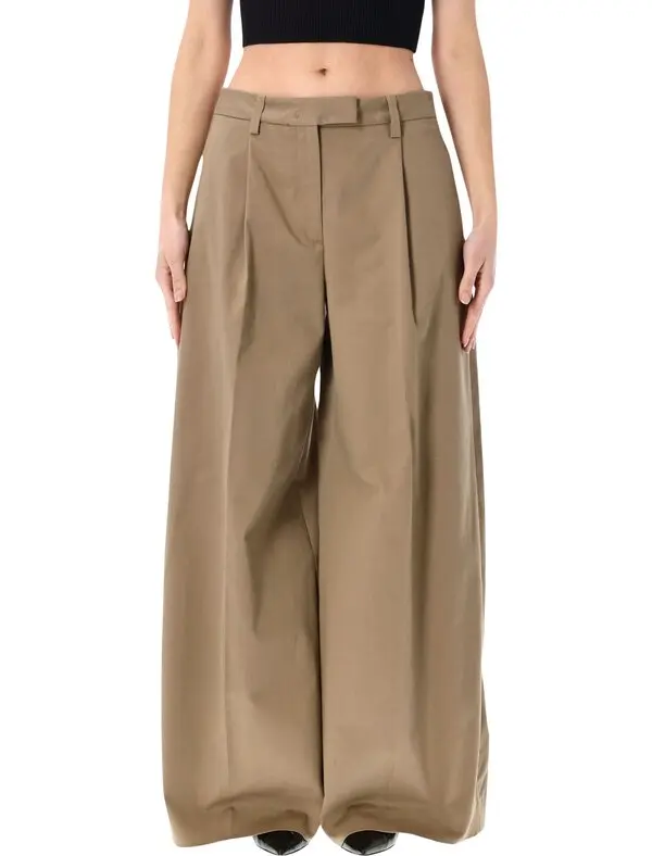 THE LATEST Wide-leg Cotton Blend Trousers