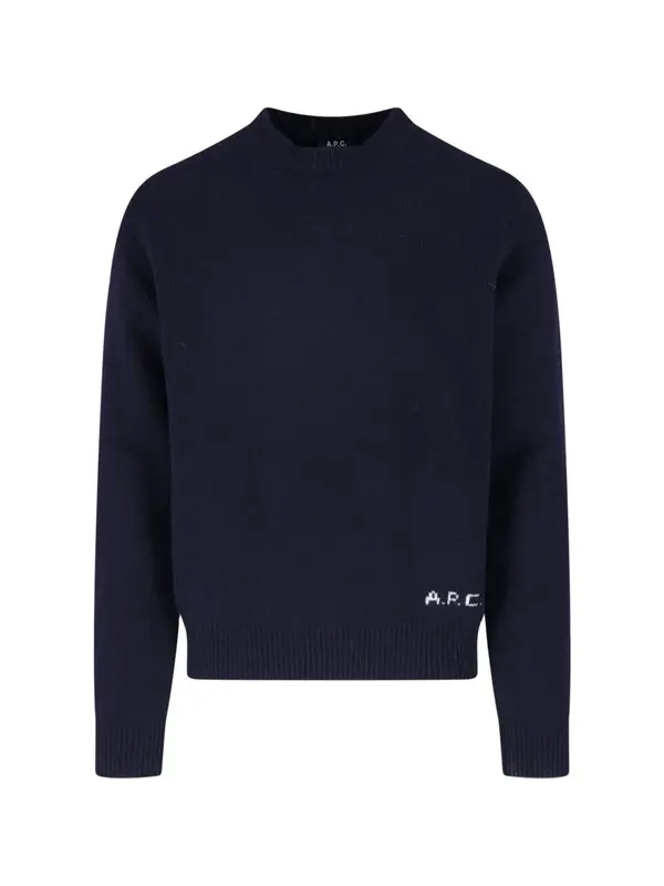 A.p.c. 100% Wool Crewneck Sweater - Blue