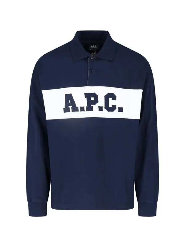 A.p.c. Logo-stripe Long-sleeve Polo Shirt