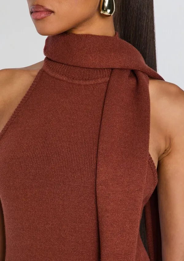 SEROYA Austyn Knit Top With Attached Scarf