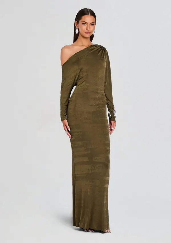 SEROYA Enza One-shoulder Draped Maxi Dress