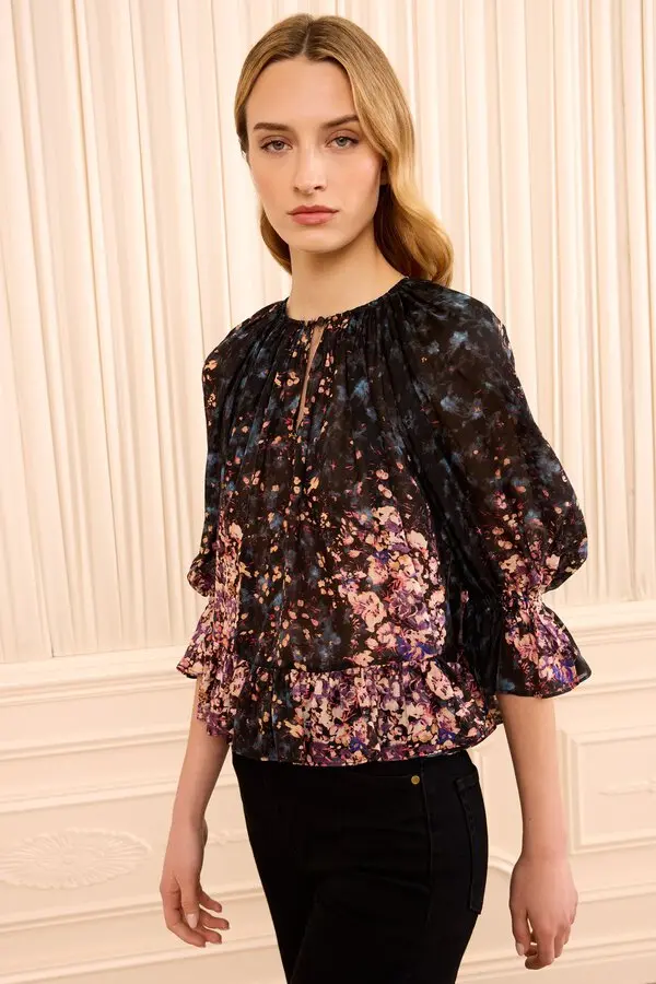 Ulla Johnson Elise Silk Jacquard Blouse - Eclipse