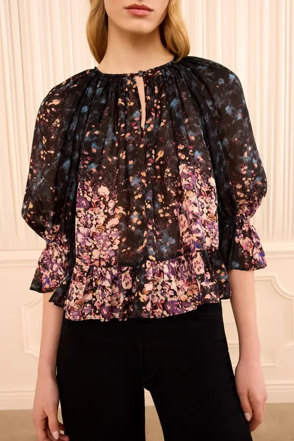 Ulla Johnson Elise Silk Jacquard Blouse - Eclipse