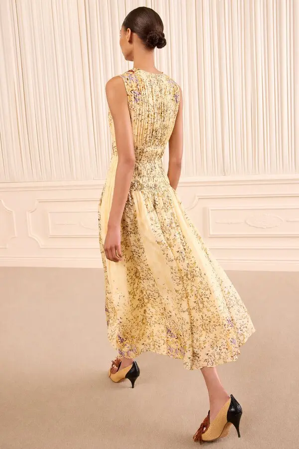 Ulla Johnson Sylvie Sleeveless Silk Jacquard Midi Dress - Forsythia