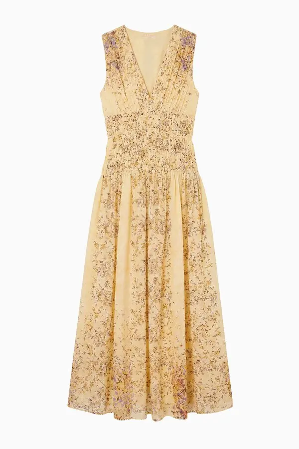 Ulla Johnson Sylvie Sleeveless Silk Jacquard Midi Dress - Forsythia