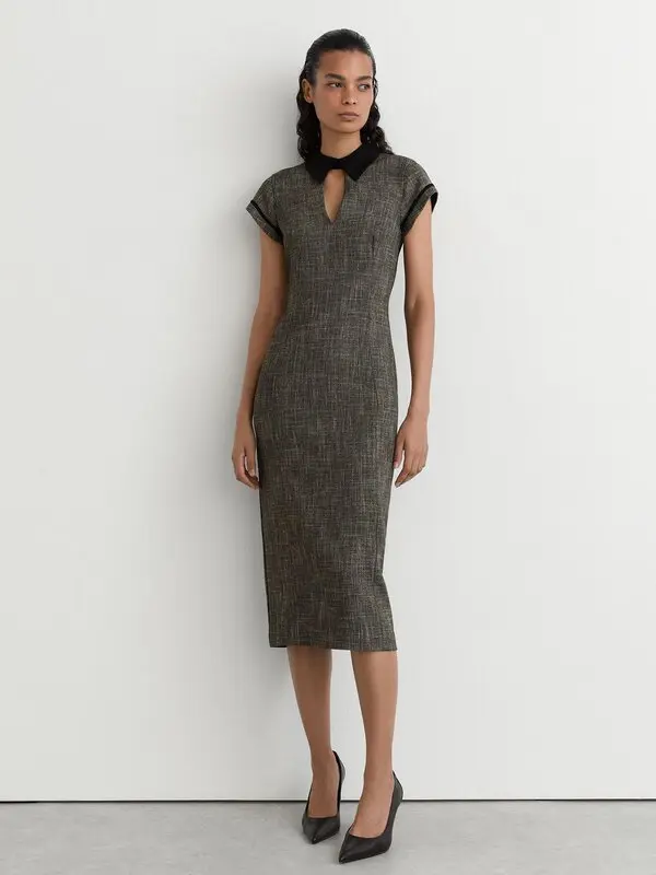 REISS Ava Collared Fitted Midi Dress