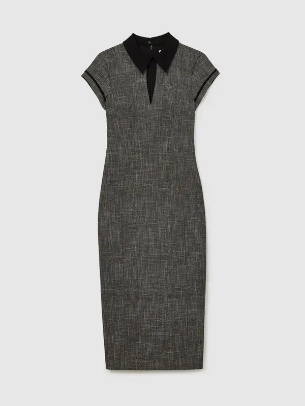REISS Ava Collared Fitted Midi Dress