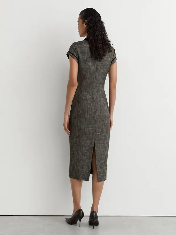 REISS Ava Collared Fitted Midi Dress