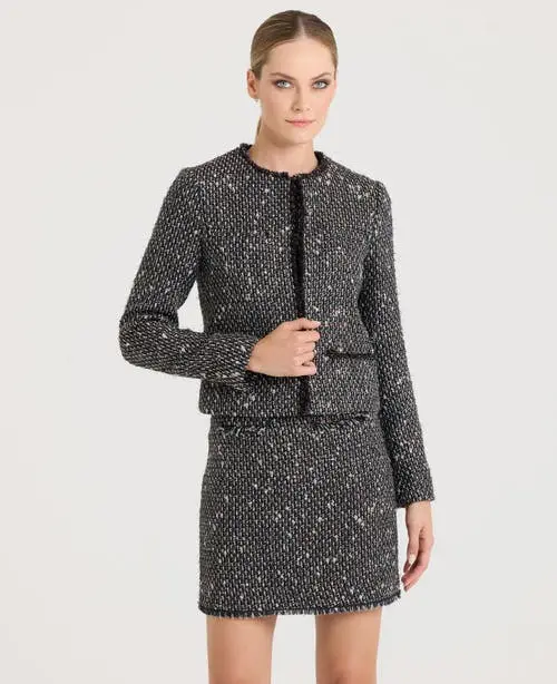 REALLY WILD CLOTHING Isabella Cropped Wool Blend Boucle Jacket