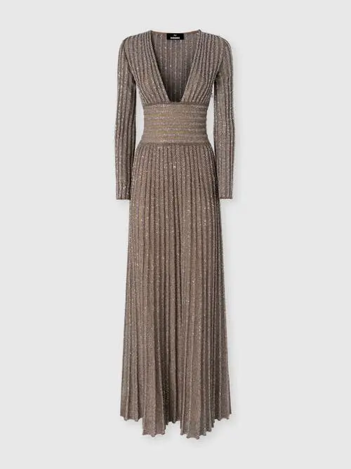 Missoni Long Dress With Deep Neckline And Sequins - Pink