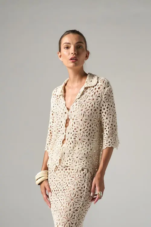 JBQ Braydon Top In Beaded Macrame