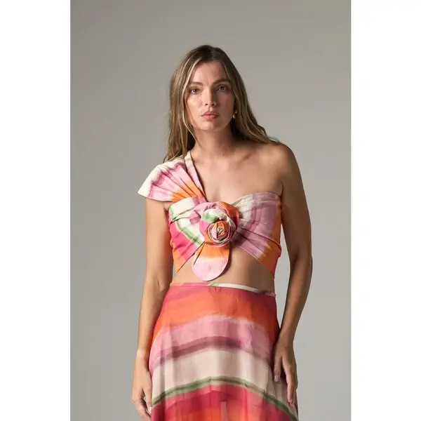 JBQ Camelia One-shoulder Top - Pink Multi
