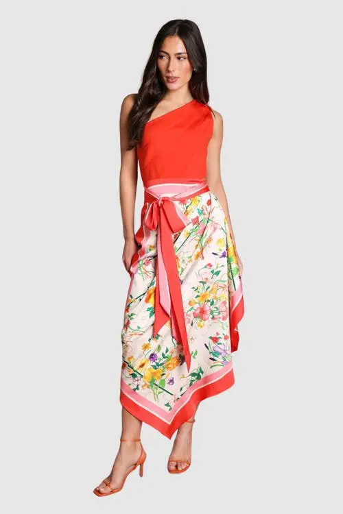 Coast One-shoulder Printed Midi Dress - Ivory