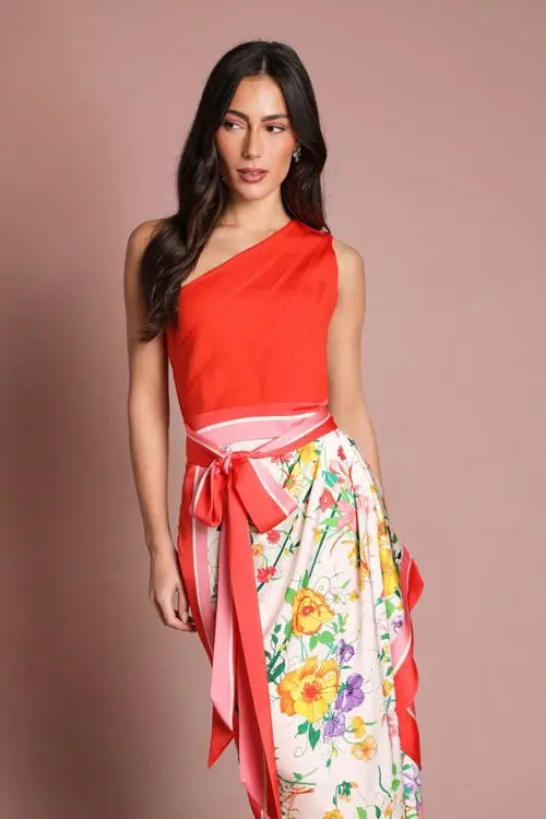 Coast One-shoulder Printed Midi Dress