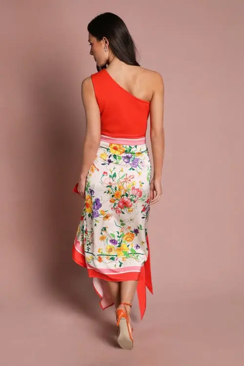 Coast One-shoulder Printed Midi Dress