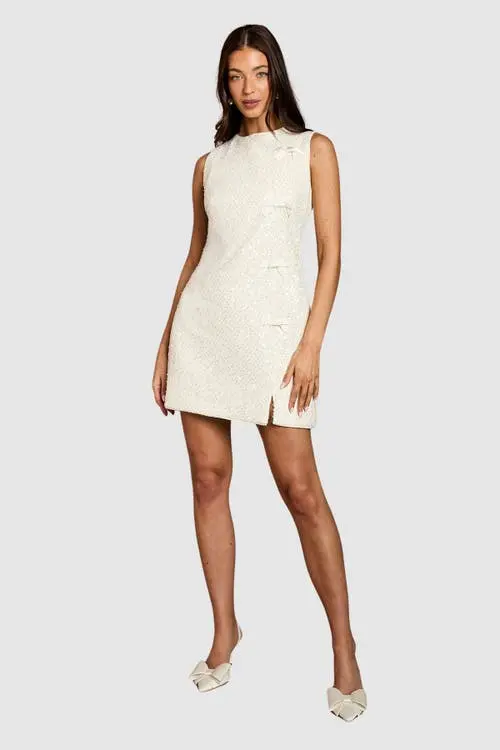 Coast Sequin Bow Detail Mini Shift Dress - Ivory