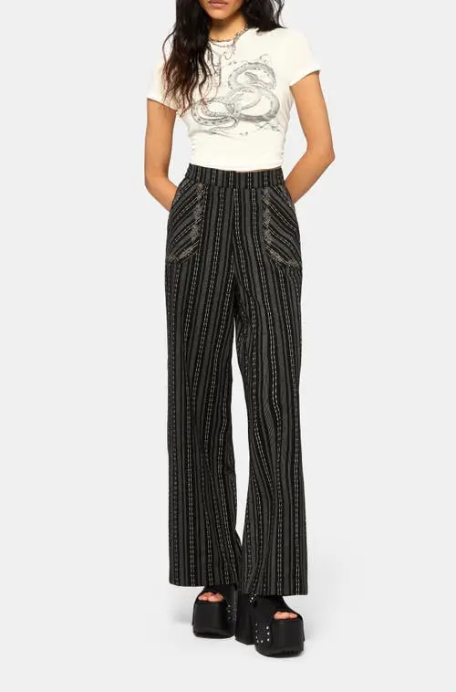 DISTURBIA Tate Stripe Wide Leg Trousers