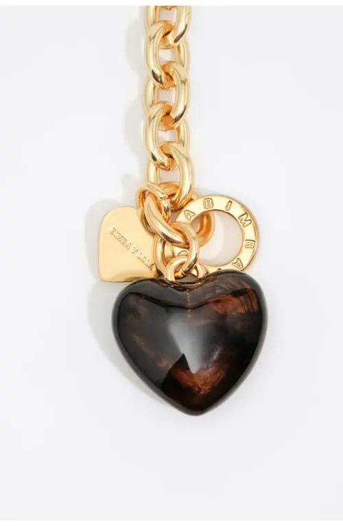 Bimba Y Lola Chain Necklace With Faux Pearl And Resin Heart
