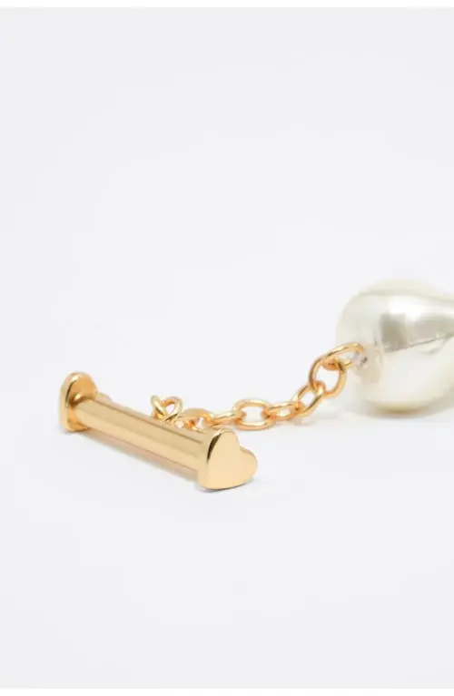 Bimba Y Lola Chain Necklace With Faux Pearl And Resin Heart