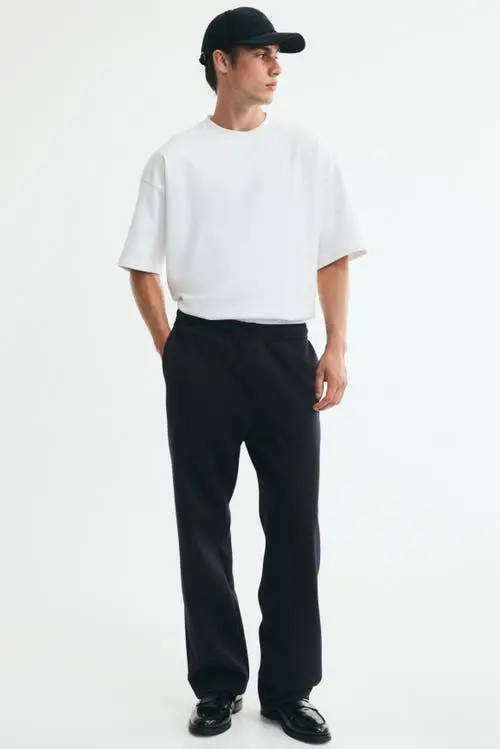 H&M Relaxed-fit Interlock Sweatpants - Navy Blue