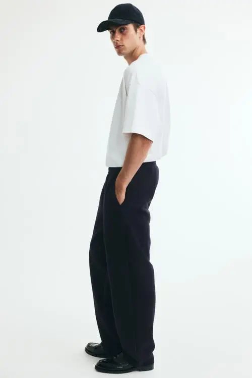H&M Relaxed-fit Interlock Sweatpants - Navy Blue