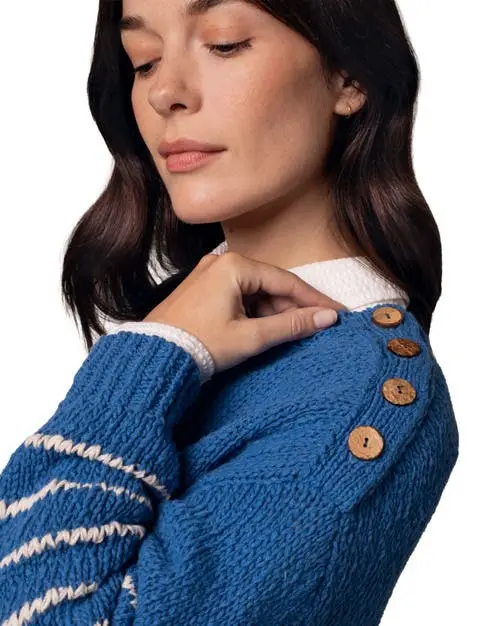CELTIC & CO. Long Sleeve Drop Stitch Breton Sweater