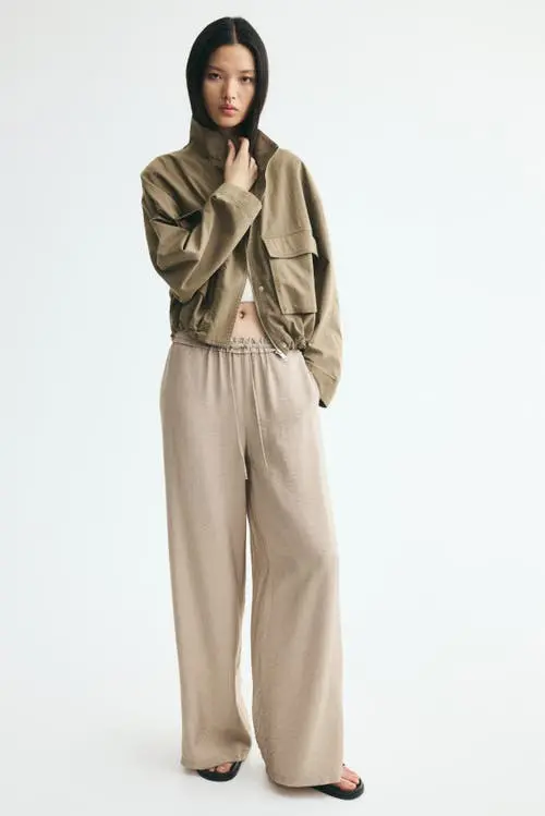H&M Viscose-blend Drawstring Pants - Beige