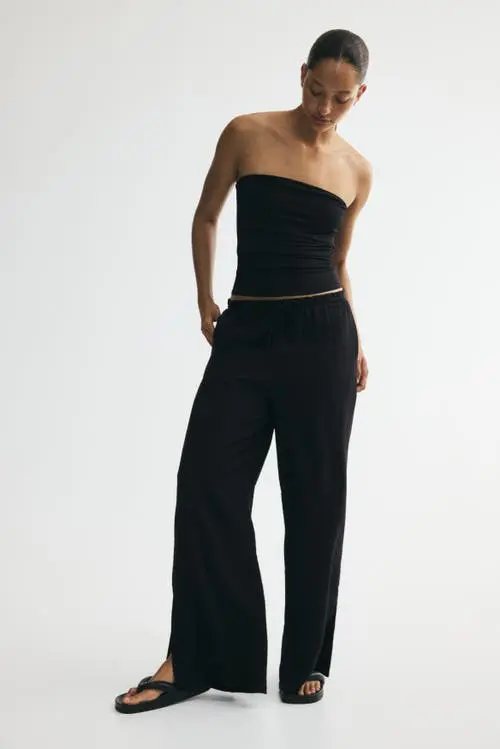 H&m Viscose-blend Drawstring Pants - Black