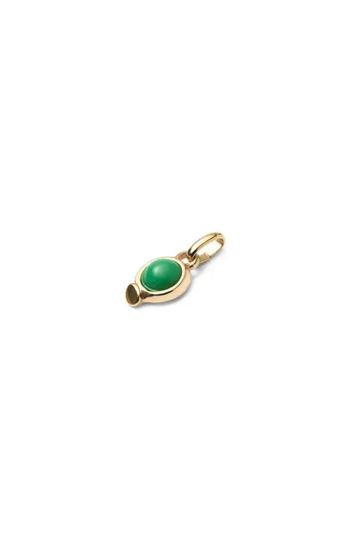 UNODE50 Plated Charm With Green Stone - Gold