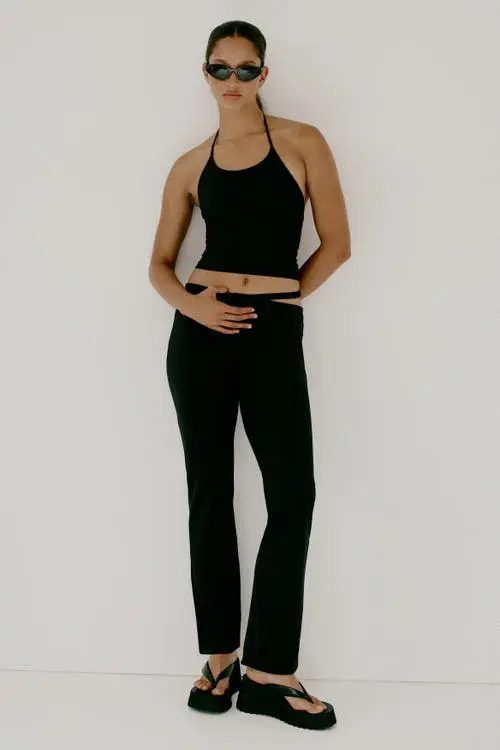 H&m Strap-detail Jersey Pants - Black