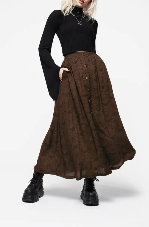 DISTURBIA Rosamoth Button Up Midi Skirt