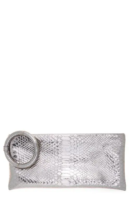 TOM FORD Python Embossed Leather Clutch - Silver